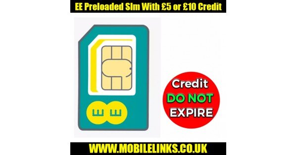 EE Pay As You Go Trio SIM Card with £5 or £10 Credit- CREDIT DO NOT EXPIRE