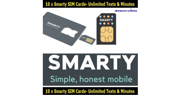10 x NEW Smarty UK SIM Card - Unlimited Texts and Minutes with all Data ...