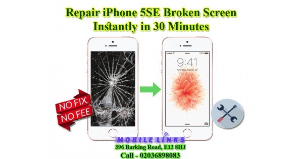 iPhone 5SE Cracked Screen Replacement Repair in East London
